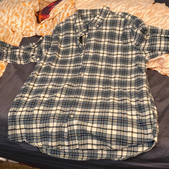 GAP | Shirts | Mens Green And White Plaid Flannel Shirt | Poshmark